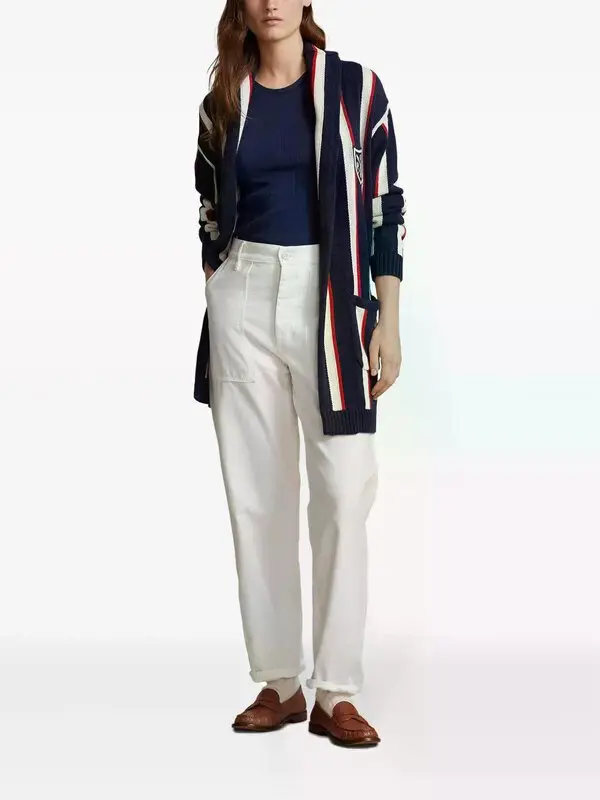 Polo Ralph Lauren Badge-appliqué Striped Cardigan