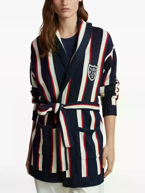 Polo Ralph Lauren Badge-appliqué Striped Cardigan