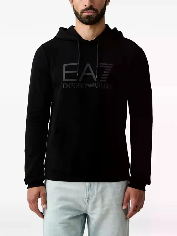 EA7 Logo-print Hoodie - Black