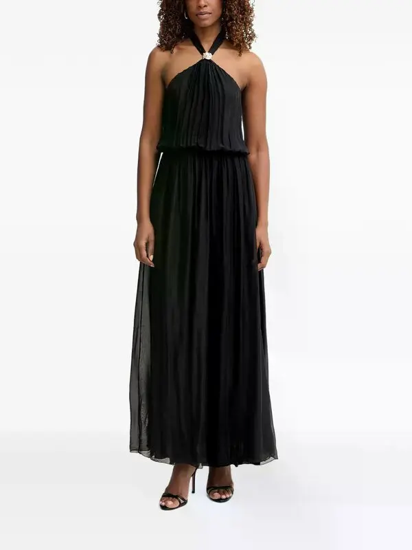 HAVEONE Pleated Halterneck Maxi Dress