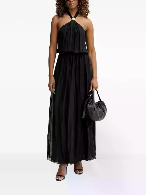 HAVEONE Pleated Halterneck Maxi Dress