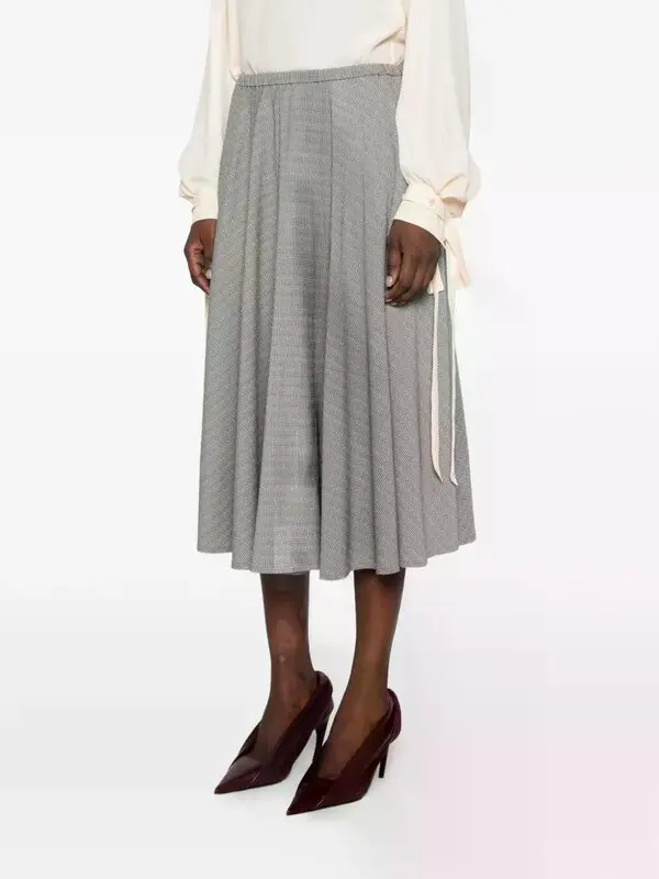 Alberta Ferretti Check-print Pleated Skirt - Grey