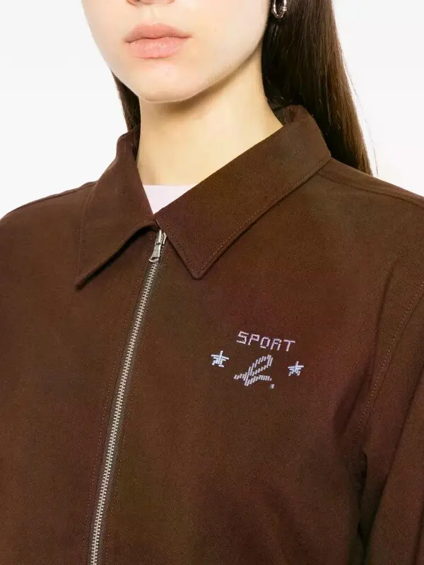 AGNES B. Flannel-blend Zip-up Shirt Jacket