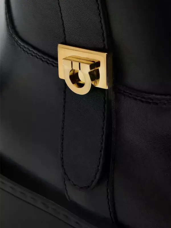 FERRAGAMO Gancini-plaque Leather Boots