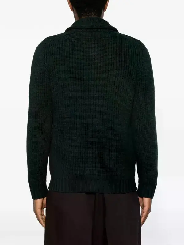 LUIGI GENTILE Ribbed-knit Shawl-collar Cardigan