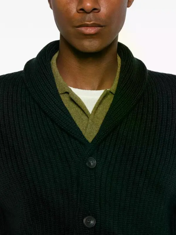 LUIGI GENTILE Ribbed-knit Shawl-collar Cardigan
