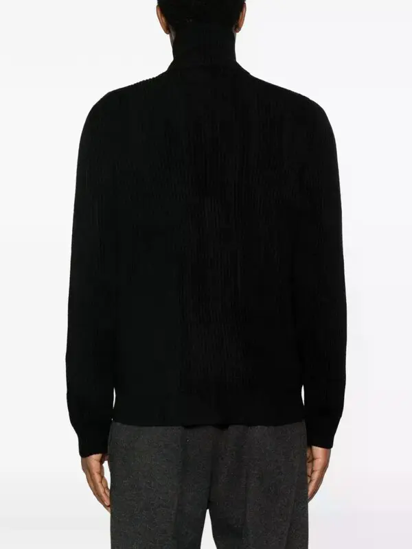 LUIGI GENTILE Ribbed-knit Zip-up Cardigan