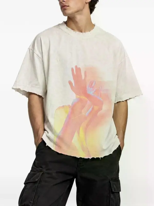 WARMAN Graphic-print Distressed T-shirt