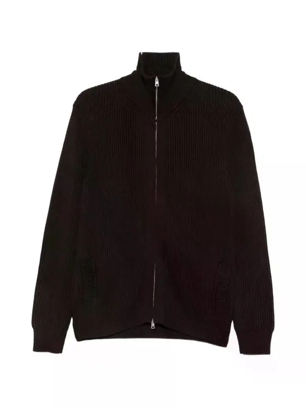LUIGI GENTILE Ribbed-knit Zip-up Cardigan