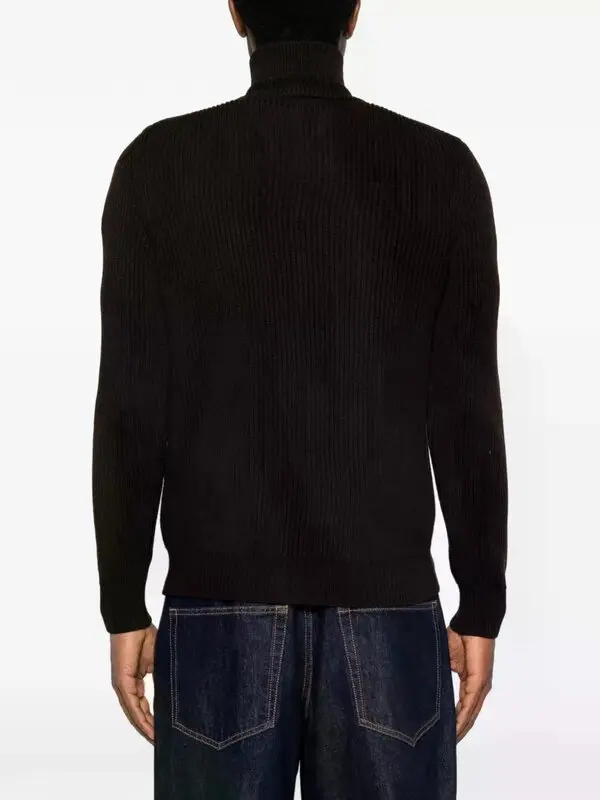 LUIGI GENTILE Ribbed-knit Zip-up Cardigan