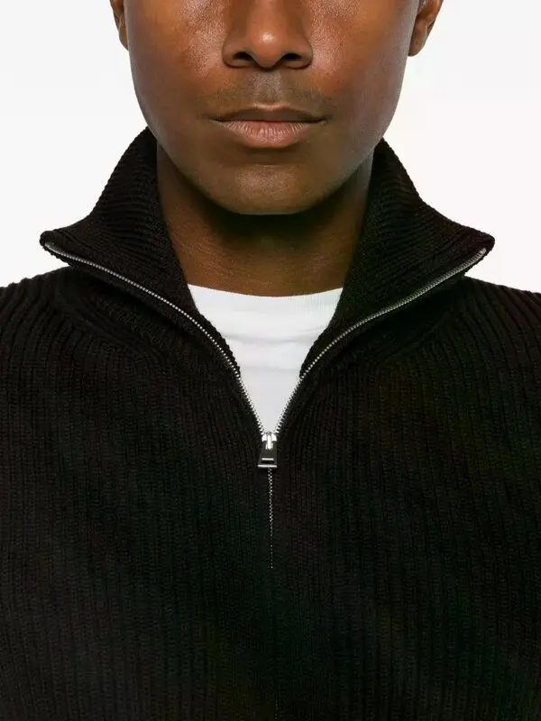 LUIGI GENTILE Ribbed-knit Zip-up Cardigan