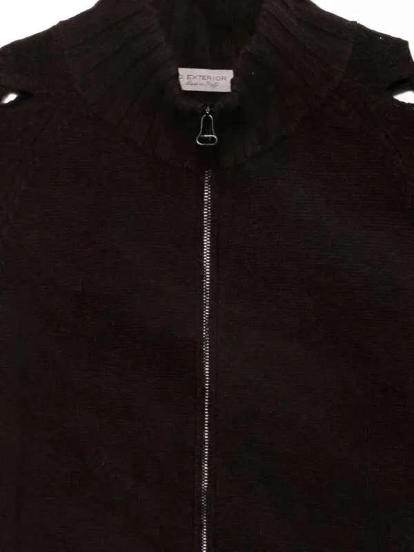 D.exterior Braided-sleeve Zip-up Sweater