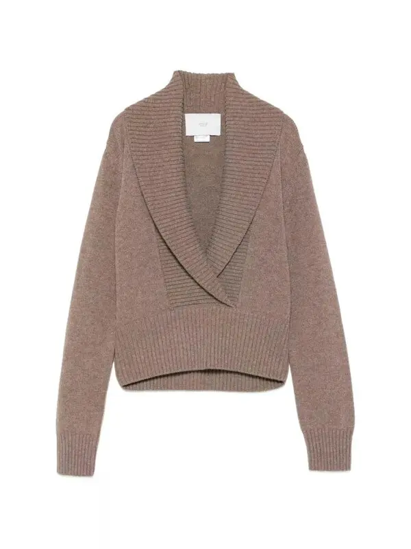 VANISE Shawl-collar Ribbed-trim Sweater