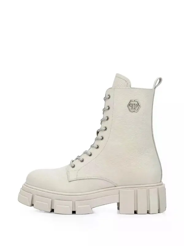Philipp Plein Leather Boots Deer Print Laces Strass