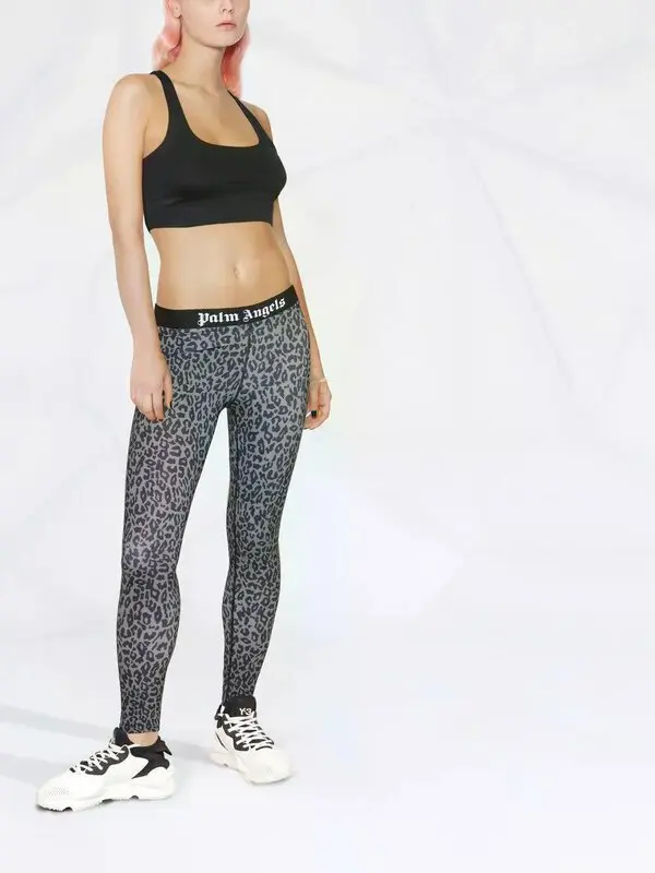 Palm Angels Leopard-print Leggings - Black