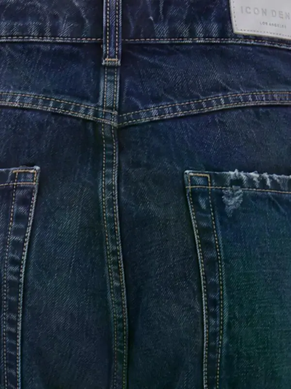 ICON DENIM LOS ANGELES Poppy Distressed Wide-leg Jeans - Blue