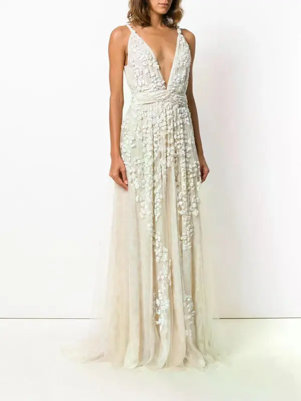 Roberto Cavalli Sequin Embroidered Gown