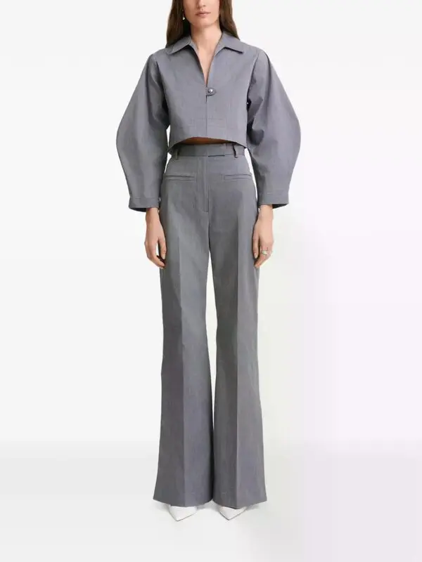 Matthew Bruch Cropped Puff-sleeve Top