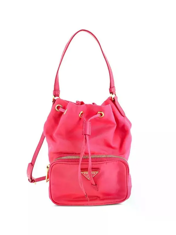 Prada Drawstring Tessuto Small Bucket Bag - Pink