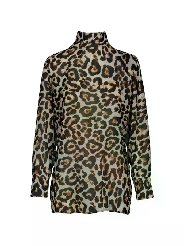 TESSITURA BODY COUTURE Leopard-print Back-cutout Blouse