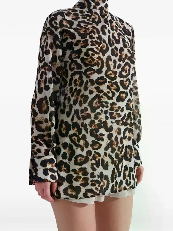 TESSITURA BODY COUTURE Leopard-print Back-cutout Blouse