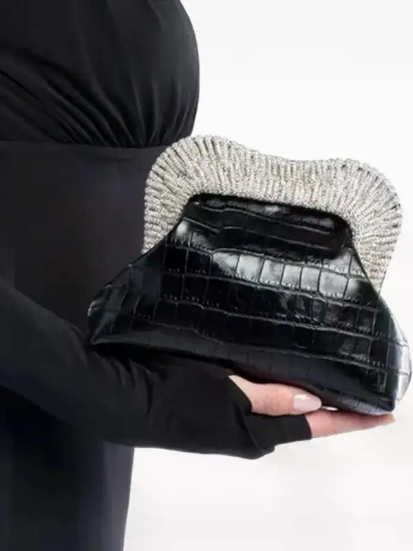 TWENTY FOURHAITCH Croc-effect Crystal-embellished Clutch Bag