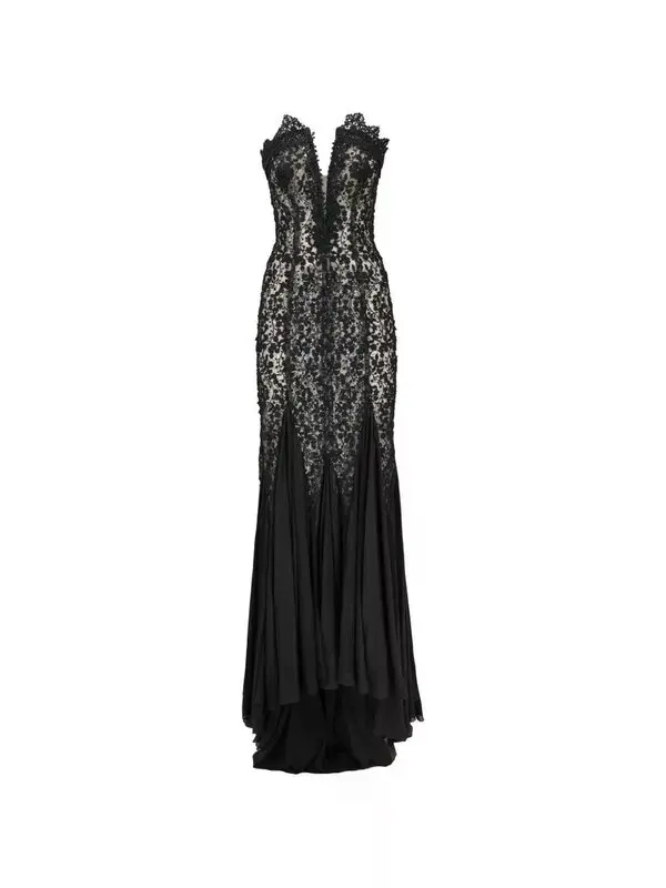 MARCO GABRIELLI ATELIER Lace-overlay Strapless Dress