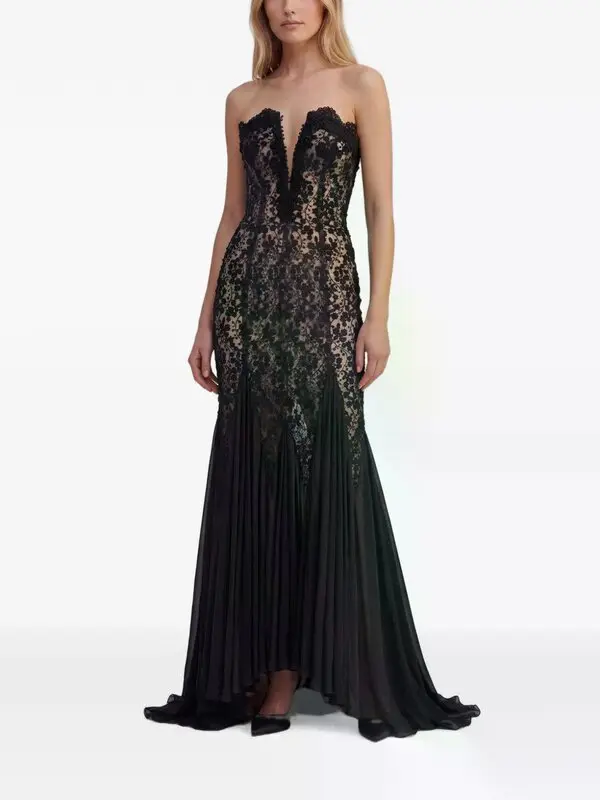 MARCO GABRIELLI ATELIER Lace-overlay Strapless Dress