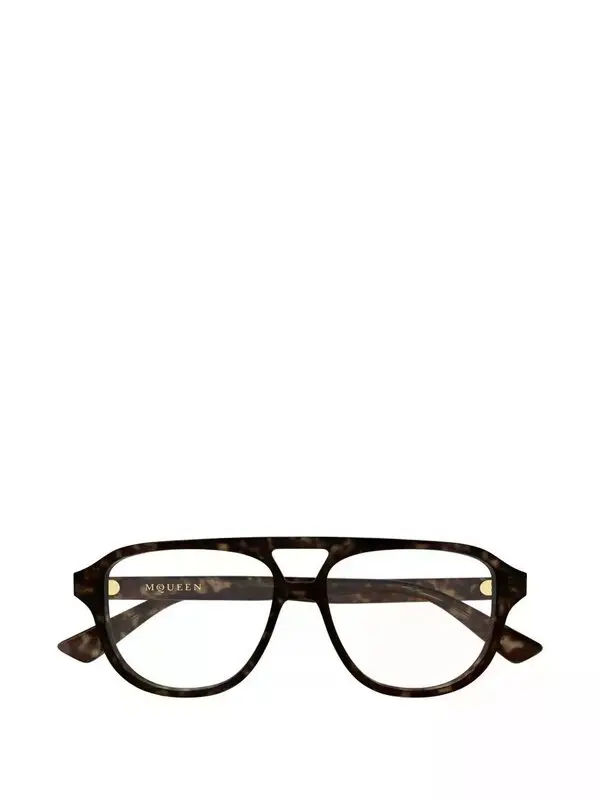 Alexander McQueen Tortoiseshell-effect Pilot-frame Glasses - Brown