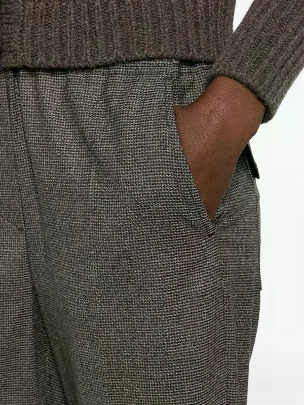 Max Mara Micro-check Elasticated-waist Straight Trousers