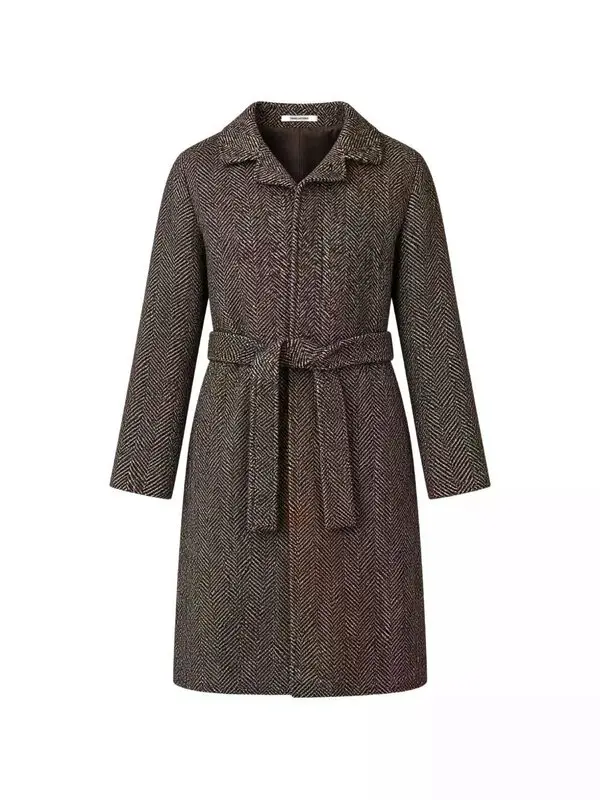 Tagliatore Herringbone-pattern Belted Coat