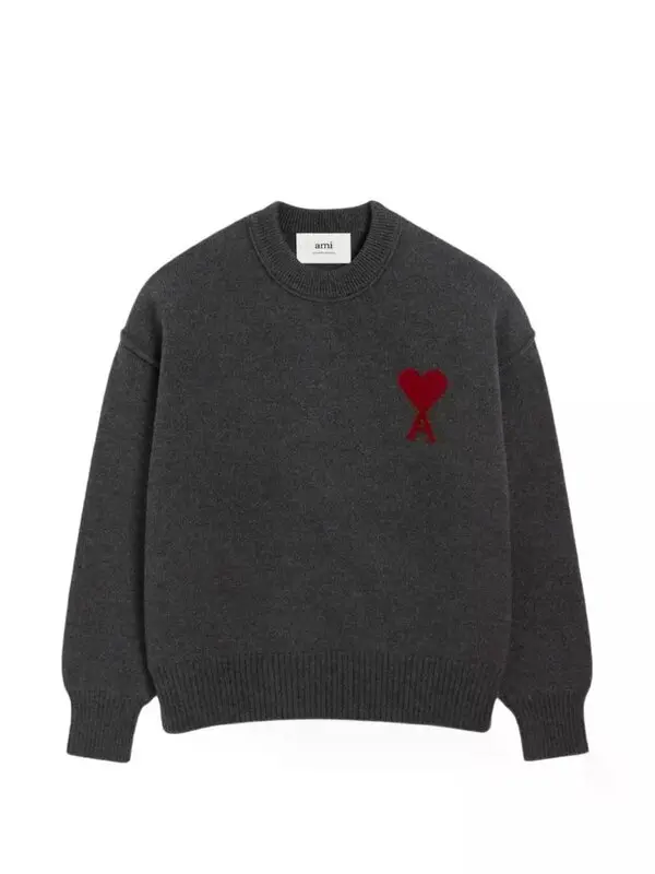 AMI Paris Crewneck Wool Sweater With De Coeur