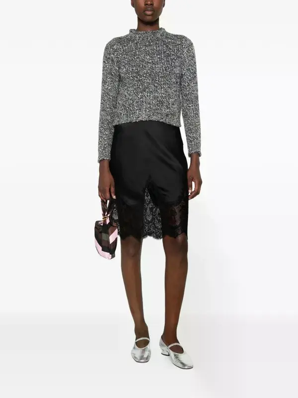 I BLUES Marl-knit Cropped Sweater