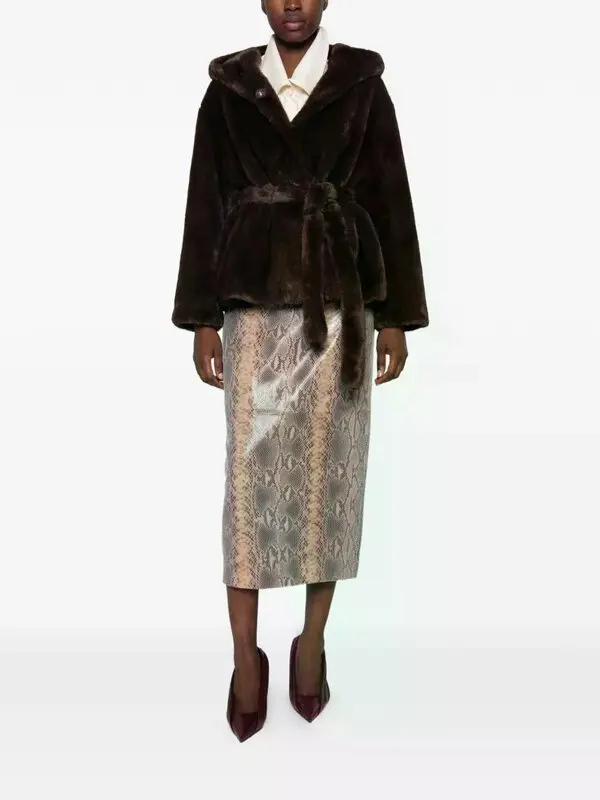 ZOE PARIS Belted Faux-fur Jacket