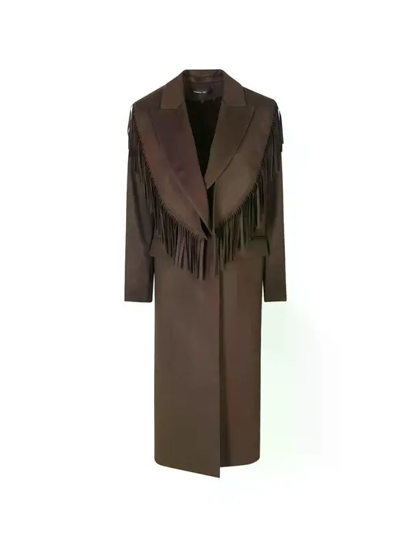 Federica Tosi Fringe-detail Cape-overlay Coat - Brown