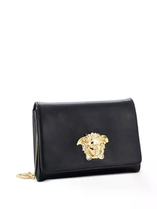 Versace Medusa Chain Leather Small Clutch Bag - Black