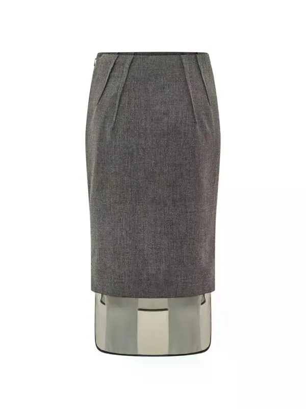 DES_PHEMMES Crystal-embellished Layered Pencil Midi Skirt