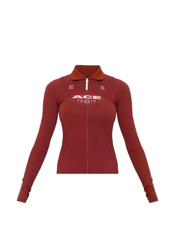 Lacoste Runway Tight-fit Stretch Polo Shirt With Zipper - Red