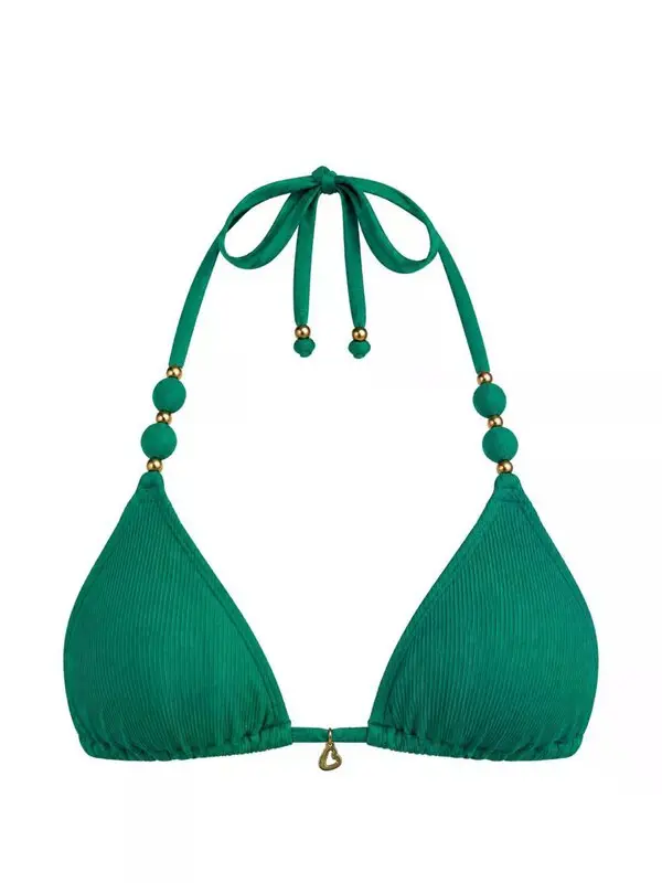 BANANA MOON Bead-embellished Ribbed Bikini Top - Green