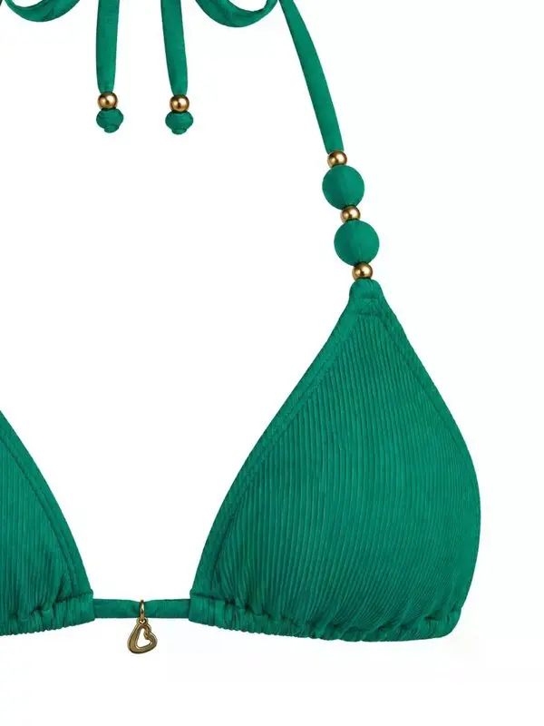 BANANA MOON Bead-embellished Ribbed Bikini Top