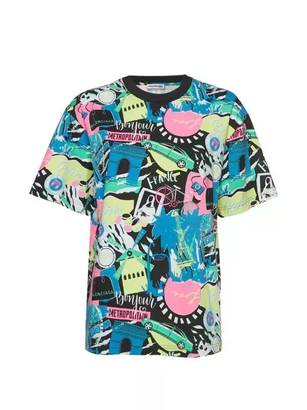 Balenciaga Paris-postcard Print T-shirt
