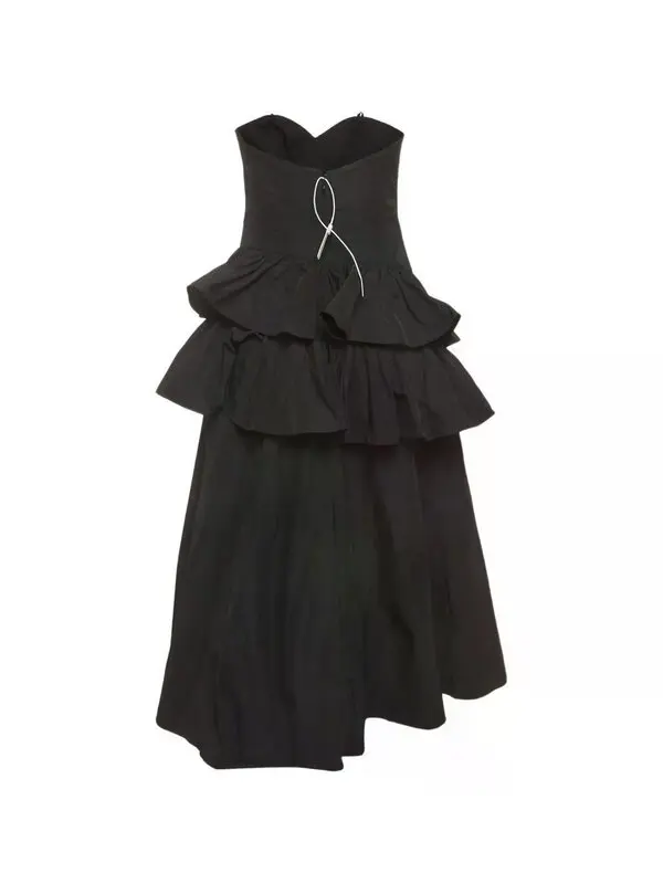 Marchesa Ruffled Strapless Midi Dress