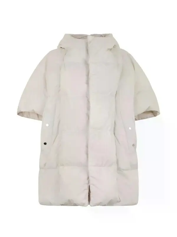 MOORER Quilted-hooded Short-sleeve Coat - White