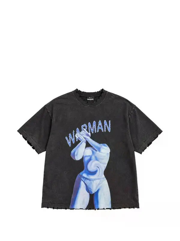 WARMAN Graphic-print Distressed T-shirt