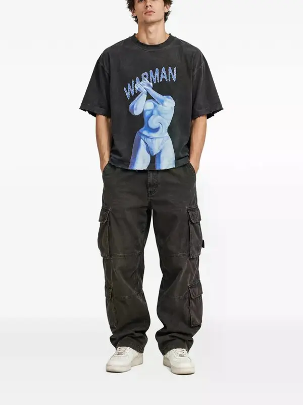 WARMAN Graphic-print Distressed T-shirt