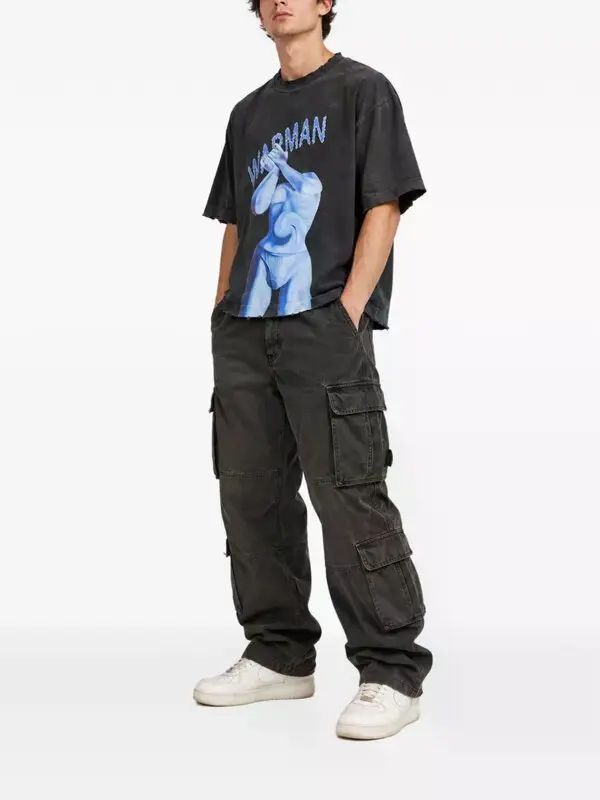 WARMAN Graphic-print Distressed T-shirt