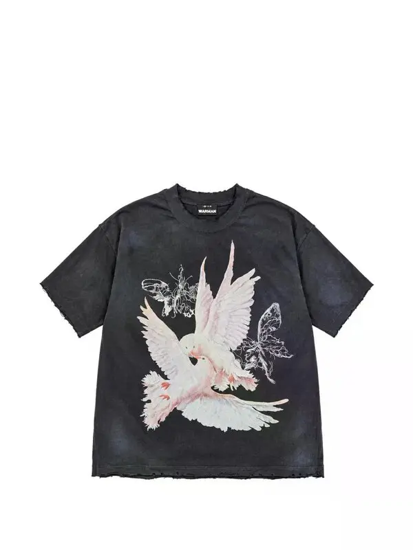 WARMAN Graphic-print Distressed T-shirt