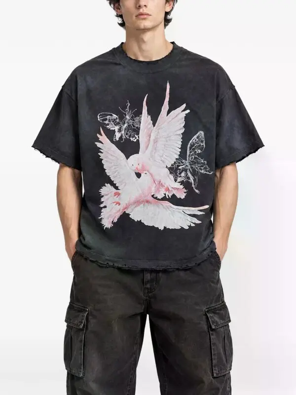 WARMAN Graphic-print Distressed T-shirt