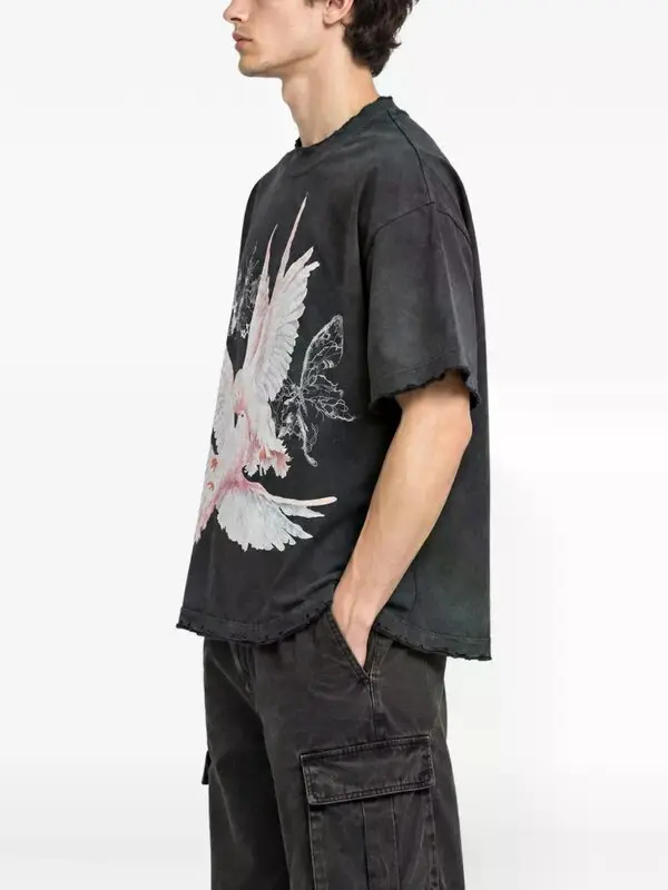 WARMAN Graphic-print Distressed T-shirt