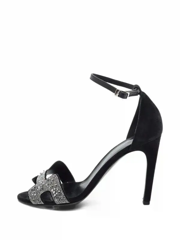 Hermès Premiere 70 Glitter-embellished Sandals - Black